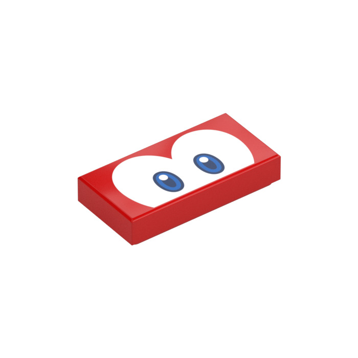 LEGO Red Tile 1 x 2 with Eyes with Blue with Groove (68971 / 105690 ...