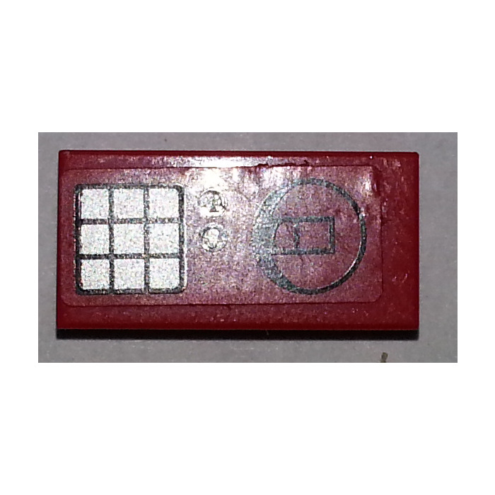 LEGO Red Tile 1 x 2 with Phone Buttons Sticker with Groove (3069 ...