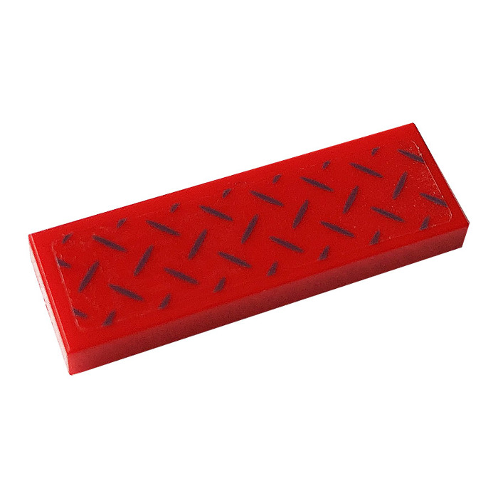 LEGO Red Tile 1 x 3 with Tread Plate Sticker (63864) | Brick Owl - LEGO ...