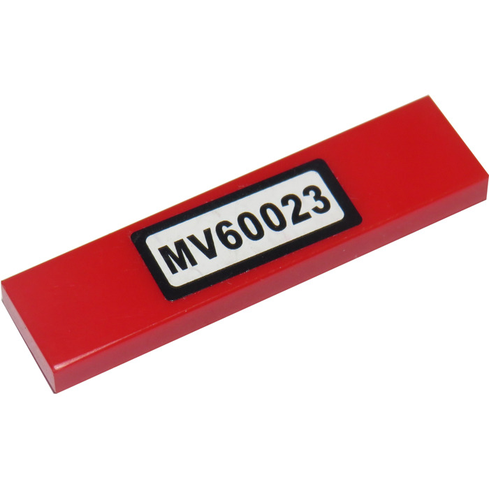 LEGO Red Tile 1 x 4 with 'MV60023' Sticker (2431) | Brick Owl - LEGO ...