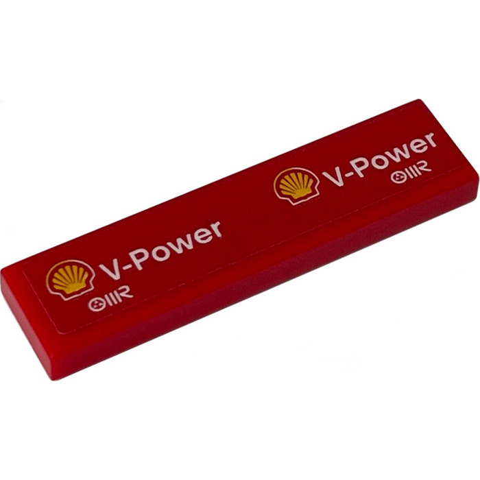 LEGO Red Tile 1 x 4 with Shell V-Power Logo x 2 Sticker (2431) | Brick ...