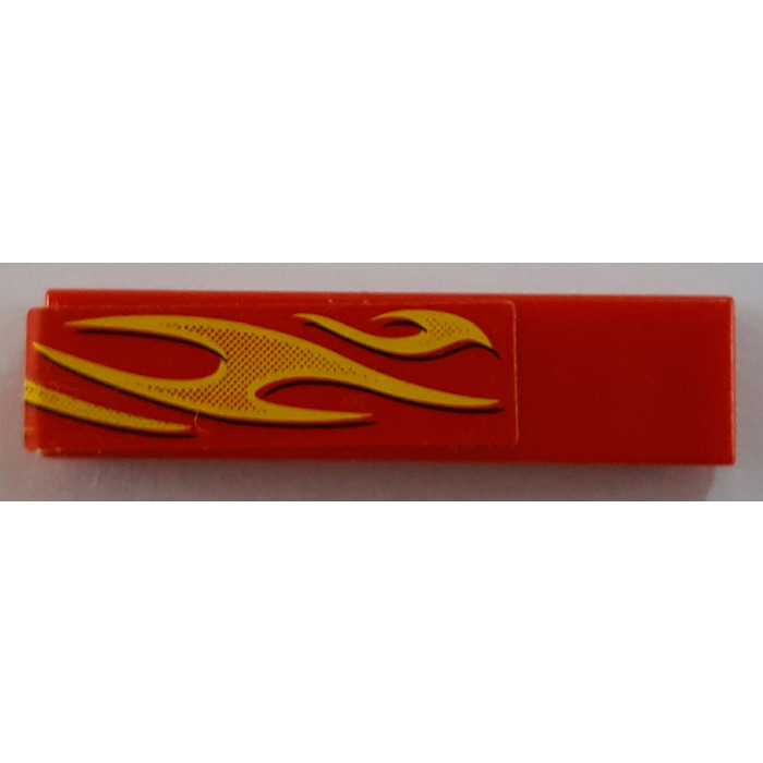 LEGO Red Tile 1 x 4 with Yellow Flames Short Left 8667 Sticker (2431 ...