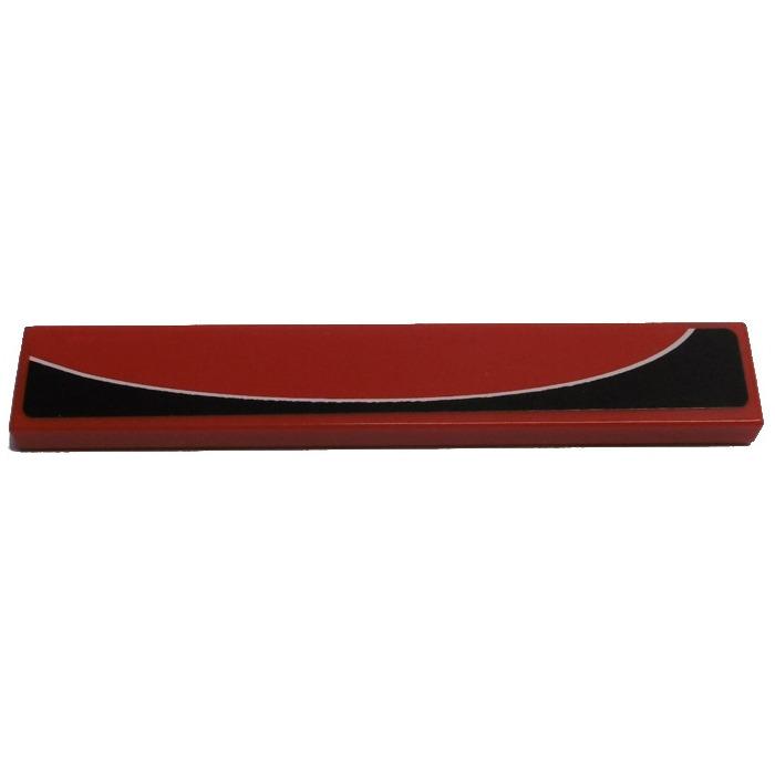 LEGO Red Tile 1 x 6 with Black Pattern with White Line, Type 3 Sticker ...