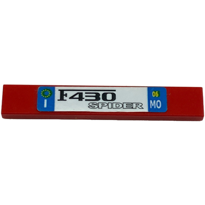 LEGO Red Tile 1 x 6 with 'F430 SPIDER' License Plate Sticker (6636 ...