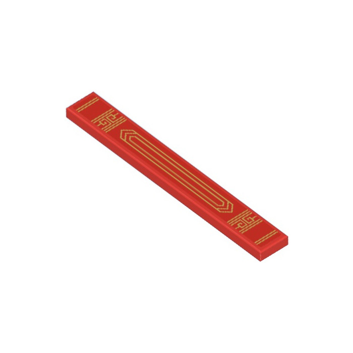 LEGO Red Tile 1 x 8 with Gold Decorated Banner Sticker (4162) | Brick ...