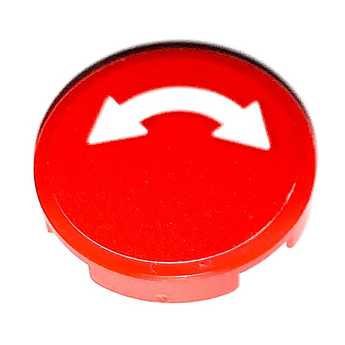 LEGO Red Tile 2 x 2 Round with double white arrows Sticker with Bottom ...
