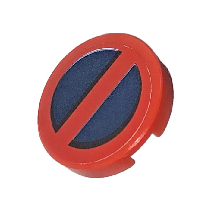 LEGO Red Tile 2 x 2 Round with Road Sign No Parking Sticker with Bottom ...