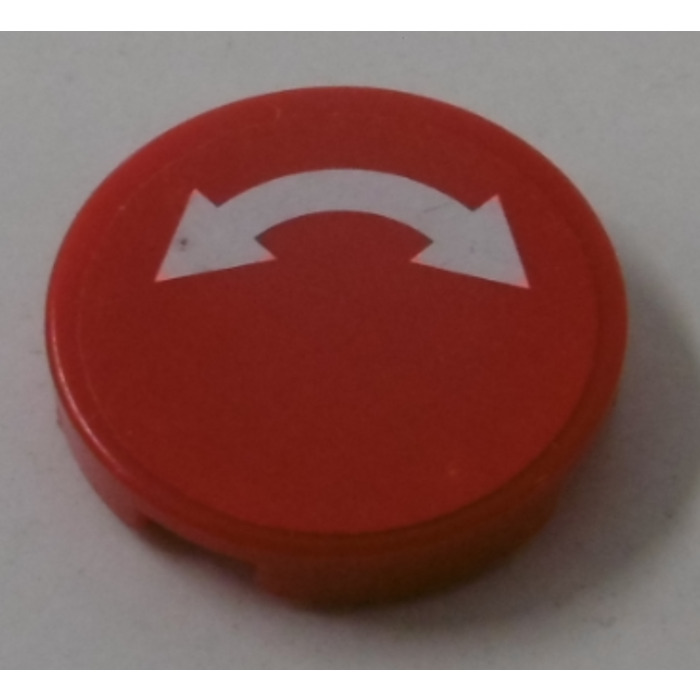 LEGO Red Tile 2 x 2 Round with White Double-Arrow Sticker with "X ...