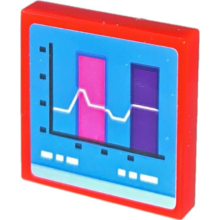 LEGO Tile 2 x 2 with Bar Chart Sticker with Groove (3068) | Brick Owl ...