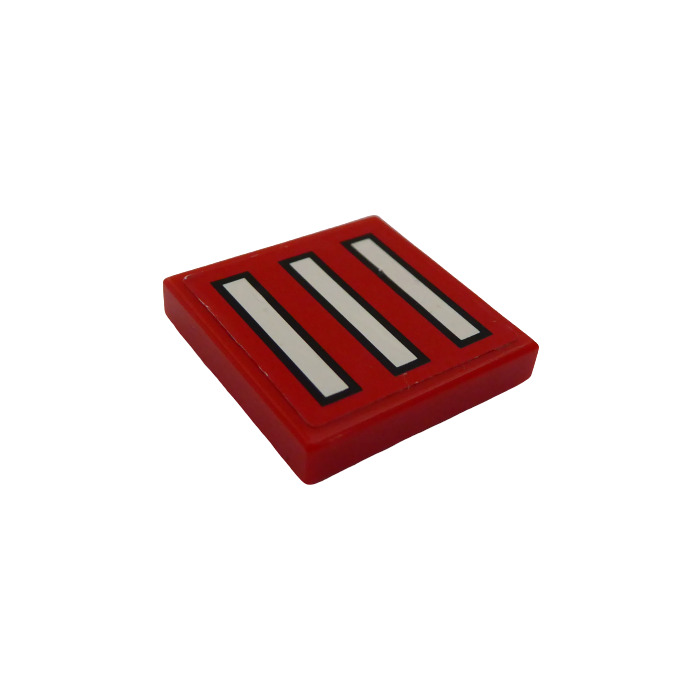 LEGO Red Tile 2 x 2 with Bars Sticker with Groove (3068) | Brick Owl ...