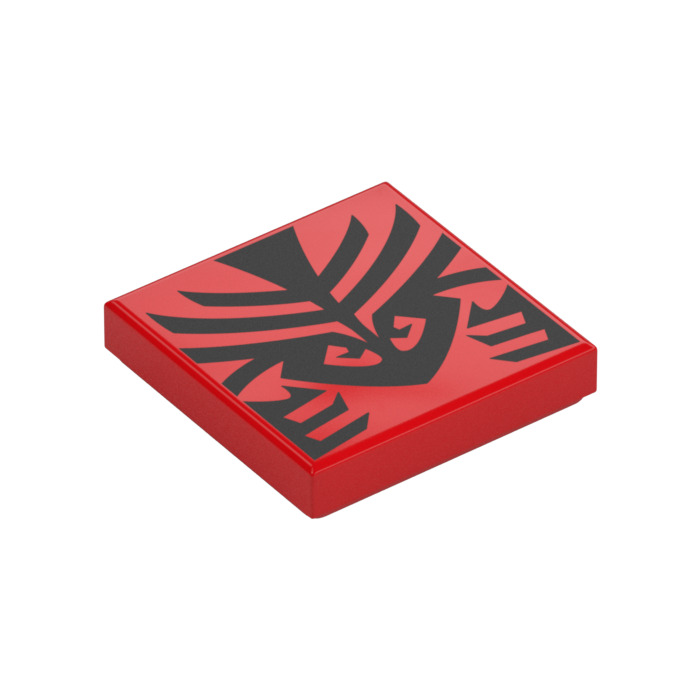 LEGO Red Tile 2 x 2 with Black Tattoos with Groove (3068) | Brick Owl