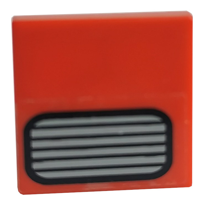 LEGO Red Tile 2 x 2 with Grille Sticker with Groove (3068) | Brick Owl ...