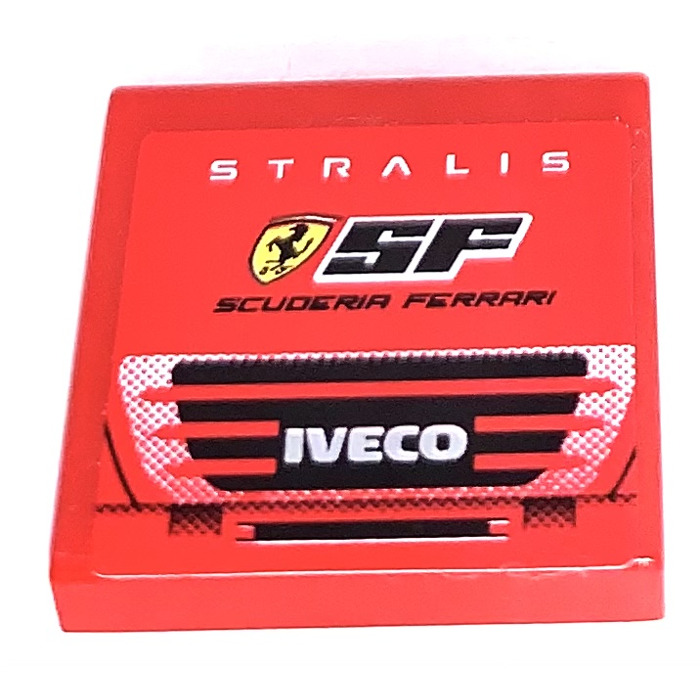 LEGO Red Tile 2 x 2 with Iveco Front Grille Sticker with Groove (3068 ...