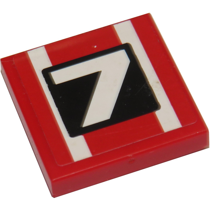 LEGO Red Tile 2 x 2 with Number 7 Sticker with Groove (3068) | Brick ...