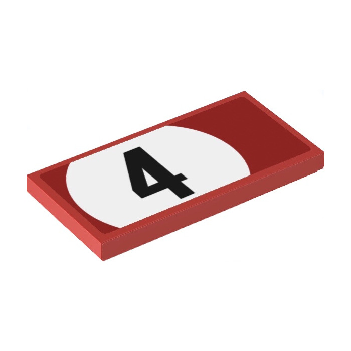 LEGO Tile 2 x 4 with ‘4’ in White Circle (Left) Sticker (87079) | Brick ...