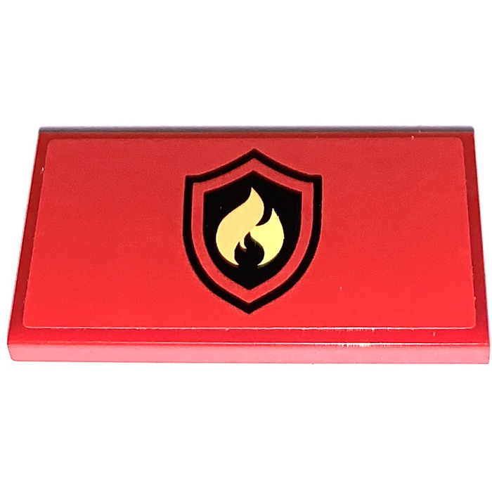 LEGO Red Tile 2 x 4 with Fire Logo Badge Sticker (87079) | Brick Owl ...