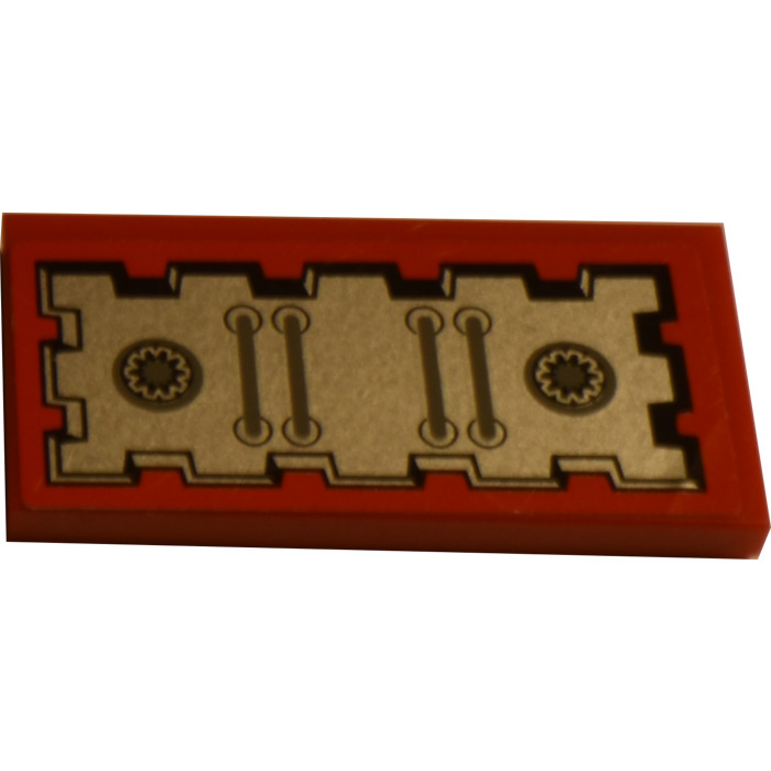 LEGO Red Tile 2 x 4 with Gold and Wires Sticker (87079) | Brick Owl ...