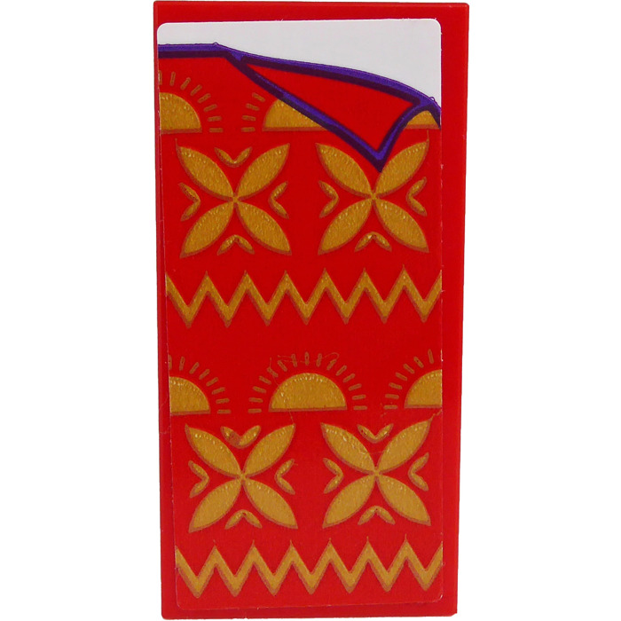 LEGO Red Tile 2 x 4 with Gold Decorations Sticker (87079) | Brick Owl ...