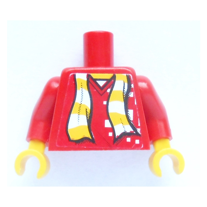 LEGO Red Torso with White and Yellow Striped Scarf (973) | Brick Owl ...