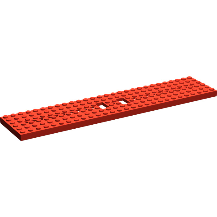 LEGO Red Train Base 6 x 28 with 2 Rectangular Cutouts and 3 Round Holes ...