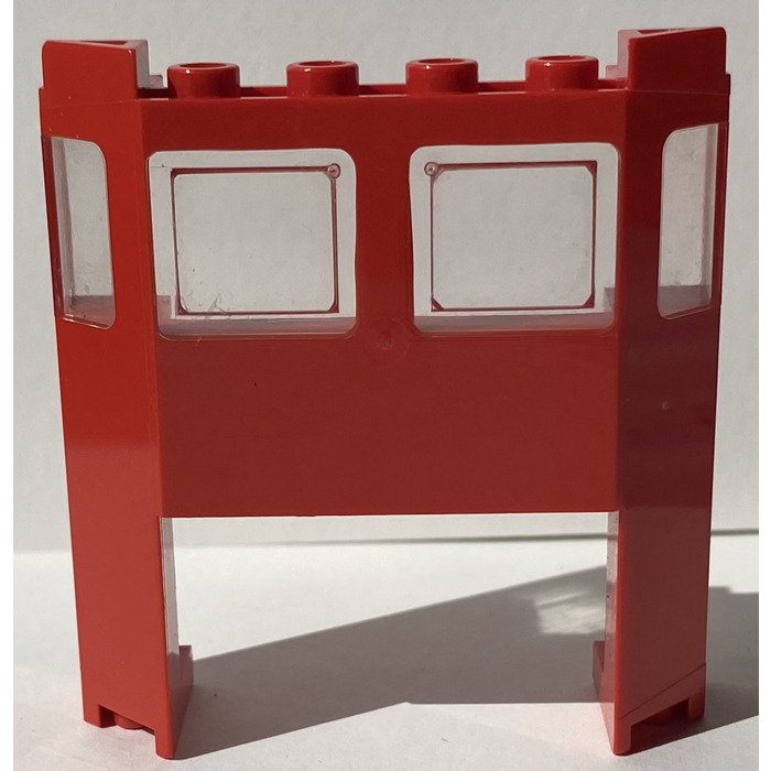 LEGO Red Train Front 2 x 6 x 5 with 2 High Cutout and Transparent Glass ...
