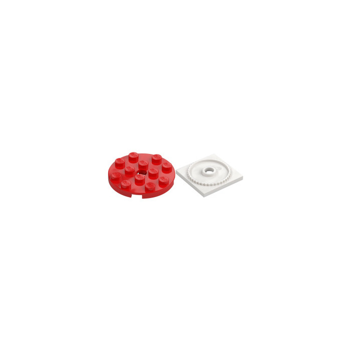 LEGO Red Turntable 4 x 4 Plate with White Base | Brick Owl