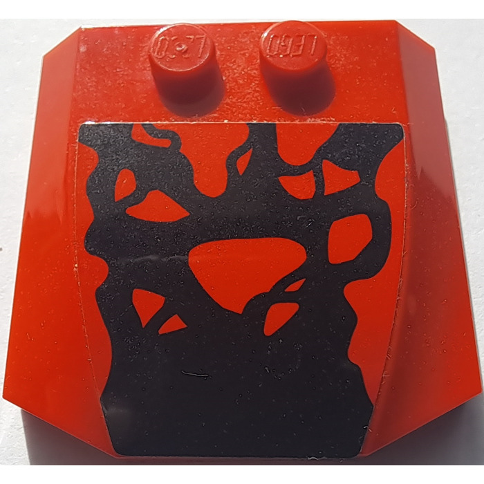 LEGO Red Wedge 4 x 4 Curved with Black Tendrils Pattern Sticker (45677 ...