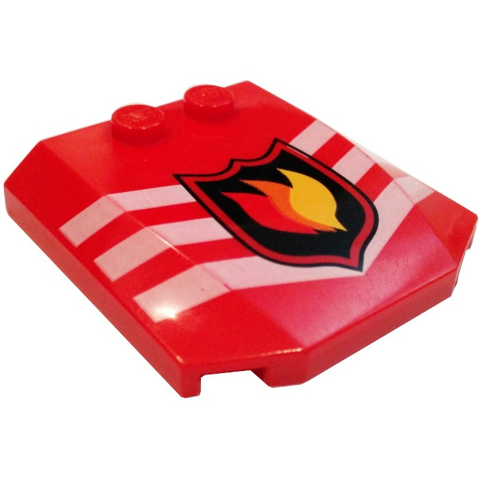 LEGO Red Wedge 4 x 4 Curved with Fire Badge and Chevrons (45677 / 51507 ...