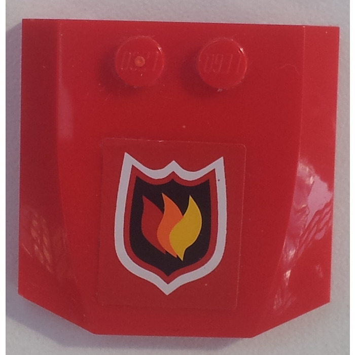 LEGO Red Wedge 4 x 4 Curved with Fire Logo 7206 Sticker (45677) | Brick ...