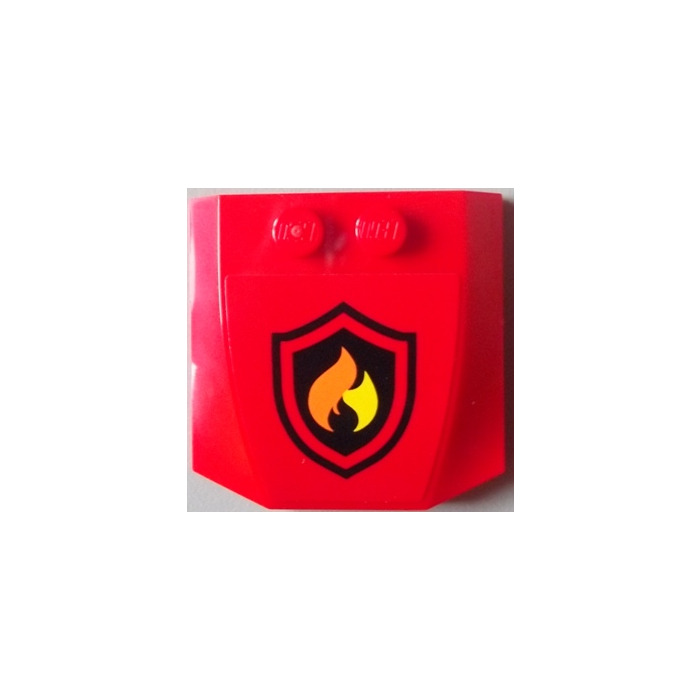 LEGO Red Wedge 4 x 4 Curved with Fire Logo Sticker (45677) | Brick Owl ...