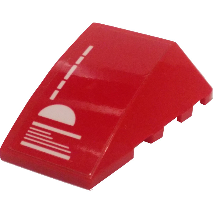 LEGO Red Wedge 4 x 4 Triple Curved without Studs with Fire Mech Half ...