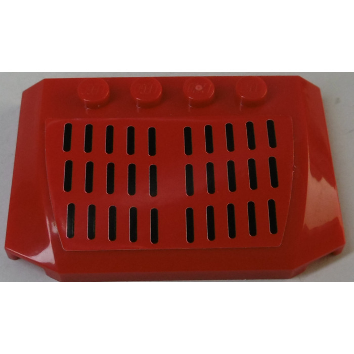 LEGO Red Wedge 4 x 6 Curved with Black Grille Sticker (52031) | Brick ...