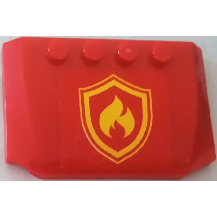 LEGO Red Wedge 4 x 6 Curved with Fire Logo Sticker (52031) | Brick Owl ...