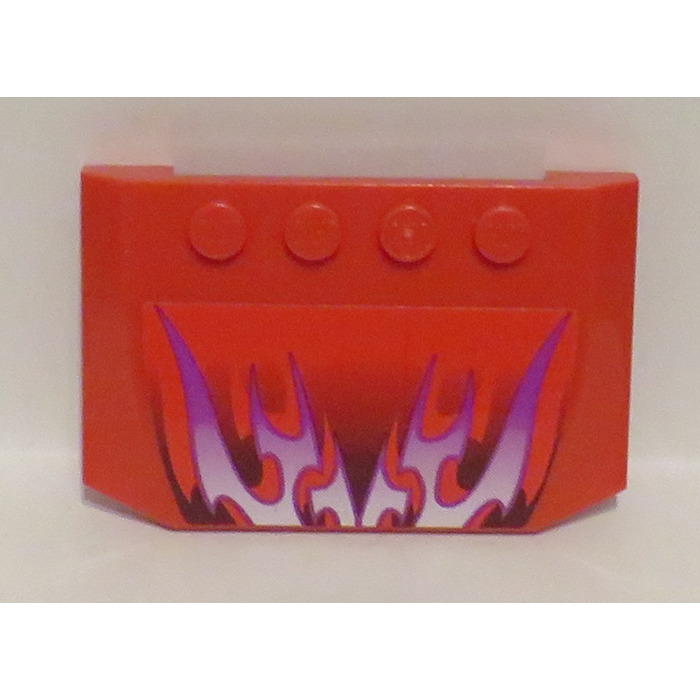LEGO Red Wedge 4 x 6 Curved with Purple Flames Sticker (52031) | Brick ...