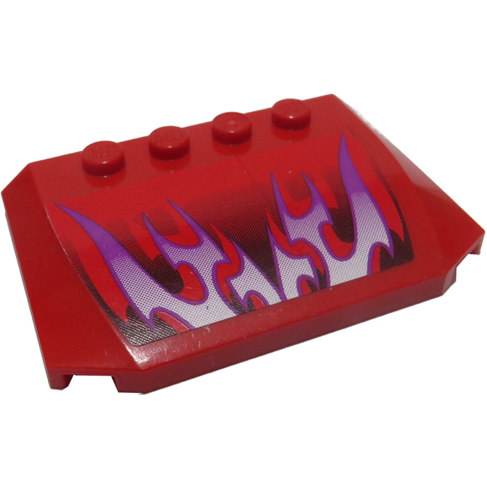 LEGO Red Wedge 4 x 6 Curved with Purple Flames Sticker (52031) | Brick ...