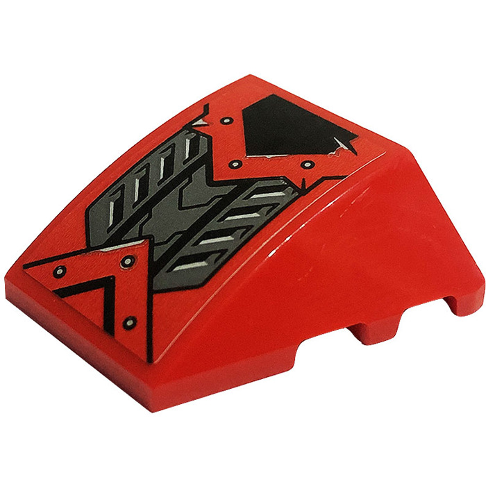 LEGO Red Wedge Curved 3 x 4 Triple with Rivets, Armor Sticker (64225 ...