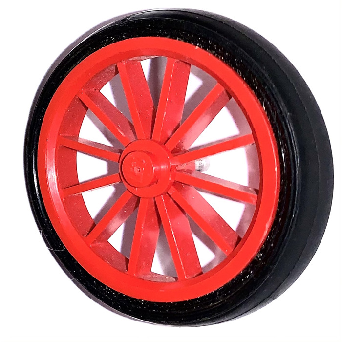 LEGO Red Wheel 8 x 35 with 12 Spokes with Black Large Tire Solid ...