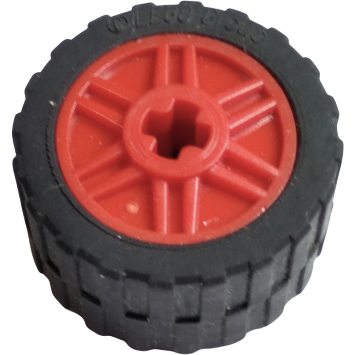 LEGO Red Wheel Rim Ø18 x 14 with Axle Hole with Tire 24 x 14 Shallow ...