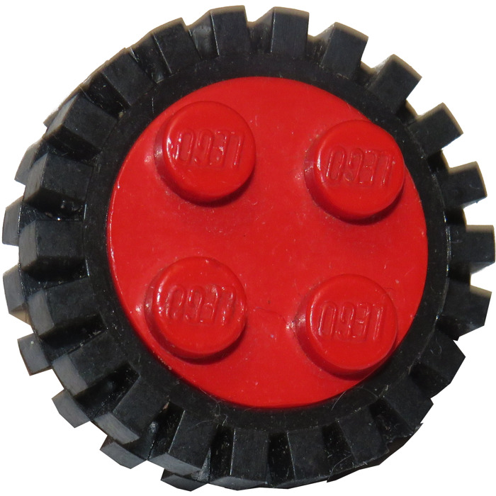 LEGO Red Wheel Rim 8 x 18 with 4 Studs and Cylindrical Axle with Narrow ...