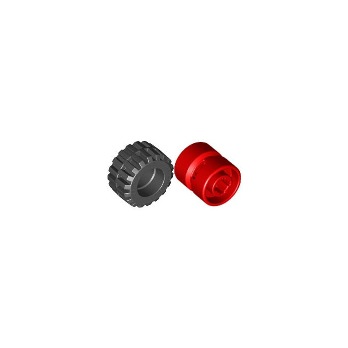 LEGO Red Wheel Rim Wide Ø11 x 12 with Notched Hole with Tire 21mm D. x ...
