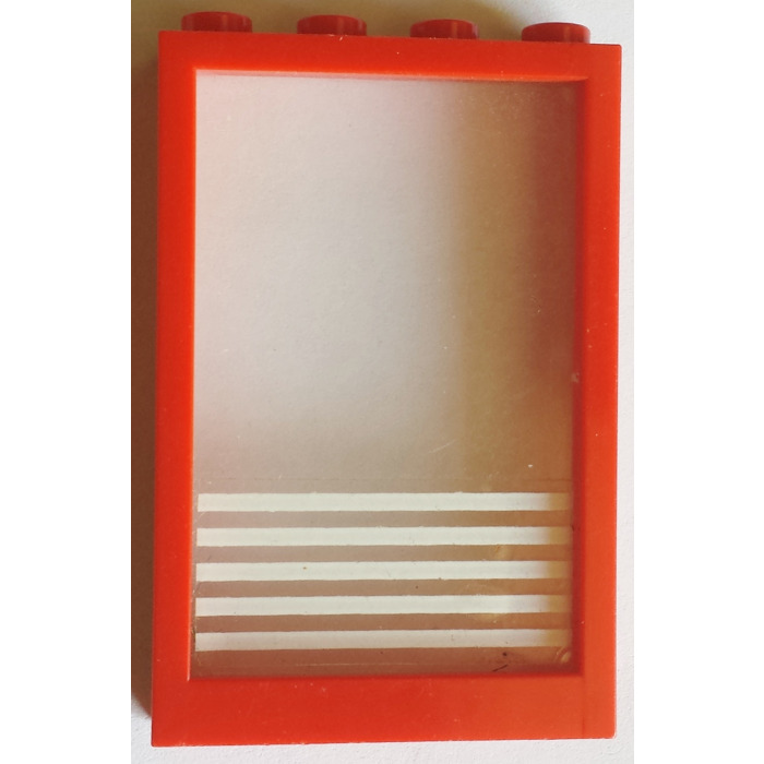 LEGO Window Frame 1 x 4 x 5 with Fixed Glass with White Stripes Sticker ...