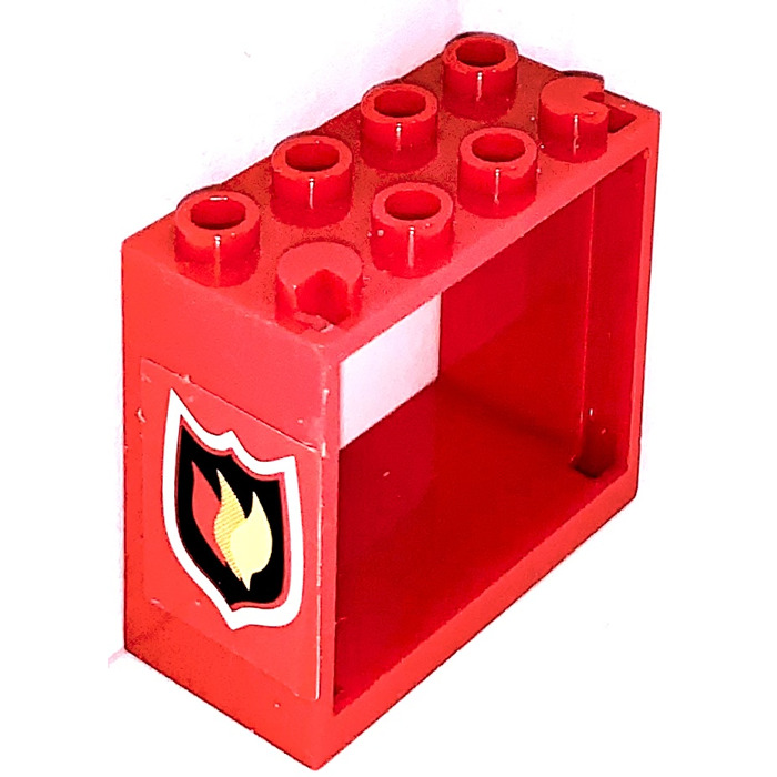 LEGO Window Frame 2 x 4 x 3 with Fire Logo Sticker with Square Holes ...