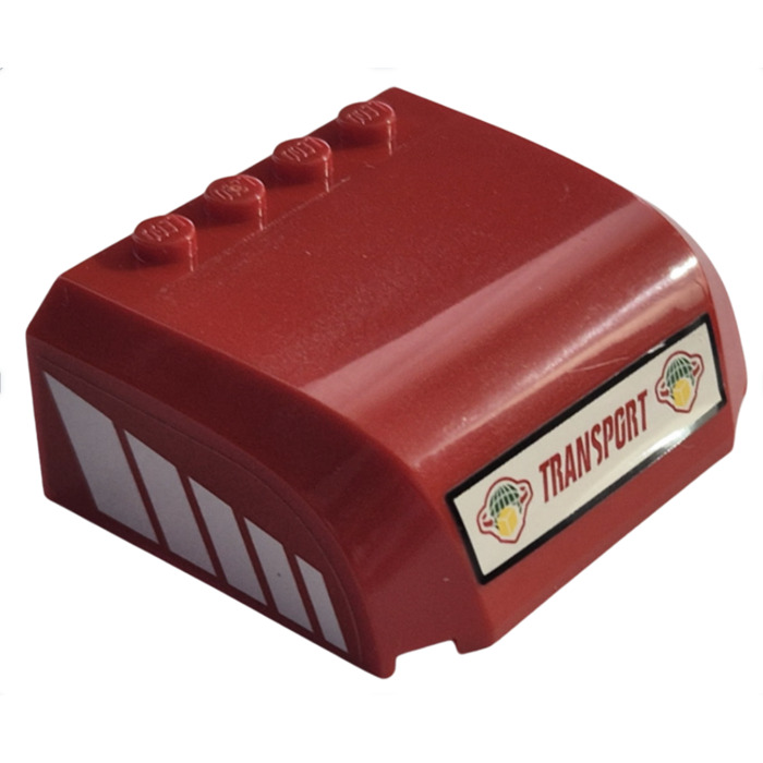 LEGO Windscreen 5 x 6 x 2 Curved with 'TRANSPORT' and White Stripes ...