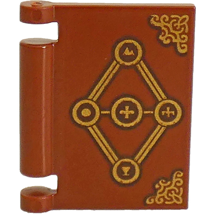LEGO Reddish Brown Book Cover with Gold Diamond, Runes and Corners ...