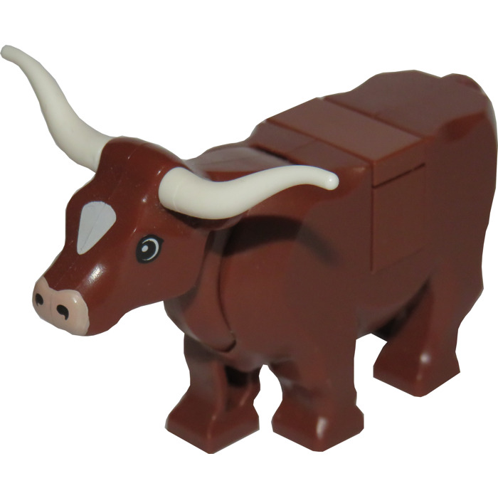 LEGO Cow with White Head Patch and Long Horns | Brick Owl