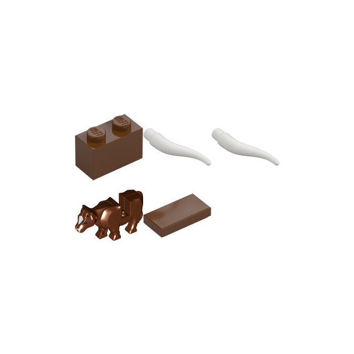 LEGO Reddish Brown Cow with White Head Patch and Long Horns | Brick Owl ...