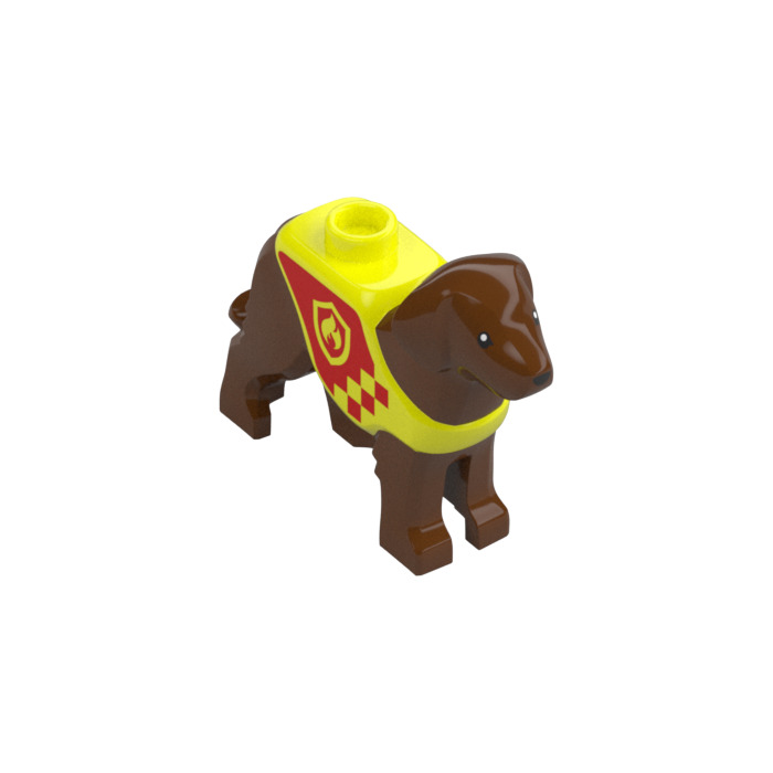 LEGO Dog - Labrador with Vibrant Yellow Vest with Red and Fire Logo ...