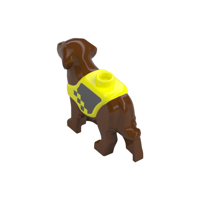 LEGO Reddish Brown Dog - Labrador with Vibrant Yellow Vest with Silver ...