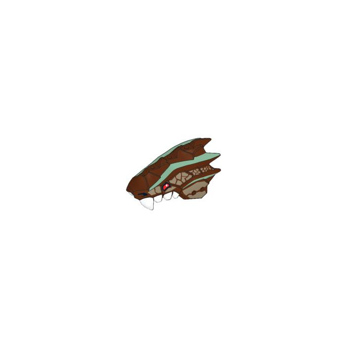 LEGO Reddish Brown Dragon Head with Dark Tan Scales and Sand Green ...