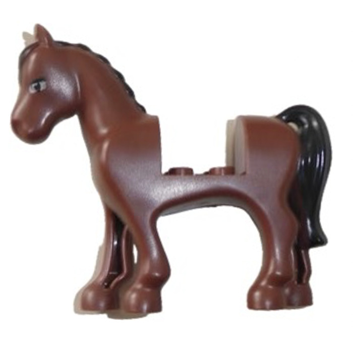 LEGO Reddish Brown Horse with 2 x 2 Cutout with White Front and Black ...
